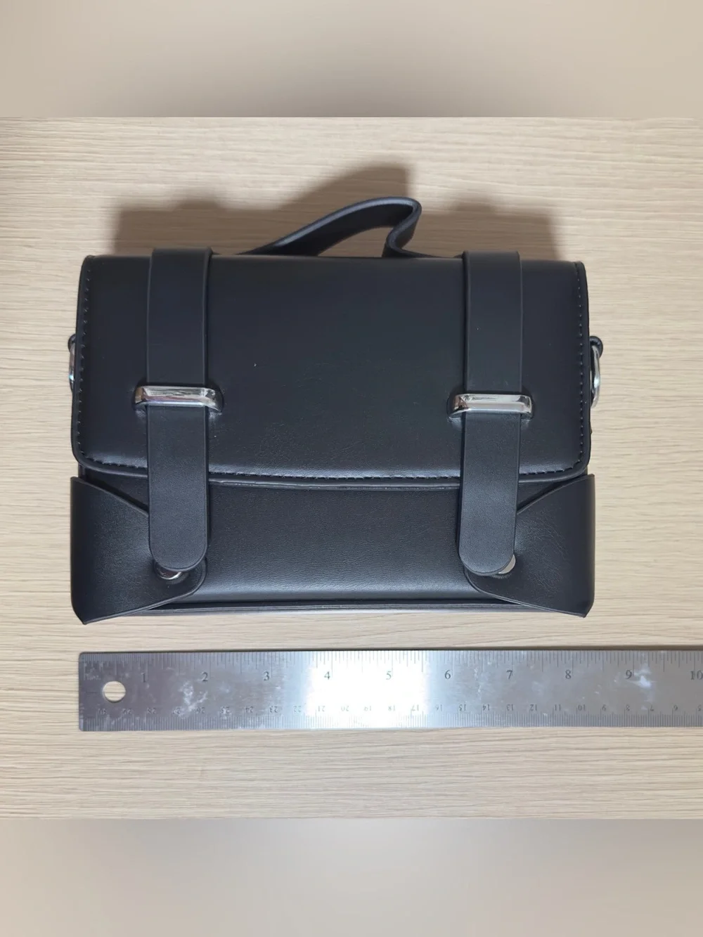 Bags | Minimal Black Crossbody Bag With Dual Strap Detail | Poshmark